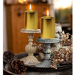 Hyoola Metallic Pillar Candles - 6 Pack - Gold Pillar Candles - European Made Decorative Pillar Candles - 2.4 Inch x 4 Inch