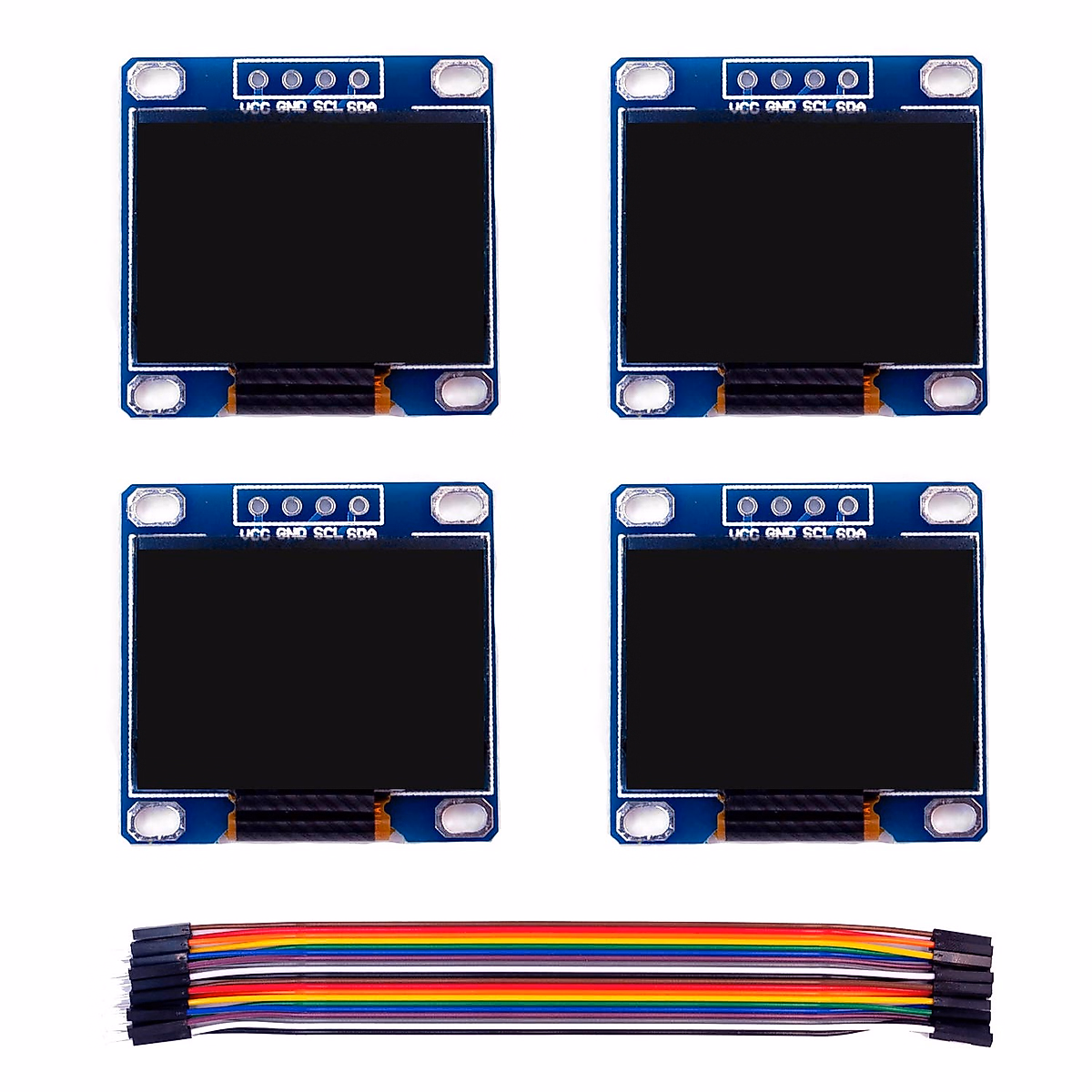 YLKOVA OLED 0.96 Inch OLED Display Module IIC SSD1306 128 64 LCD Blue with Du-pont Wire 40-Pin Female to Female, I2C Serial Self-Luminous Display Board, for Ar duino UNO R3 STM