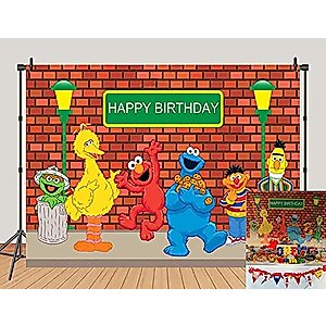 MC 5x3ft Sesame Street Brick Wall Photography Backdrops Birthday Party Decoration Photo Booth Background Baby Shower Studio Props Vinyl