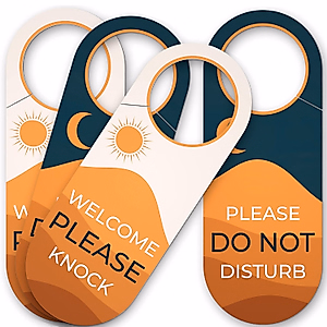 Do Not Disturb Door Hanger Sign, Welcome Please Knock - 2 Pack - 9 x 3.5" - Universal Fit - Perfect Signs for Bedroom, Hotel, Home Office for Privacy and Ensure People Do Not Enter