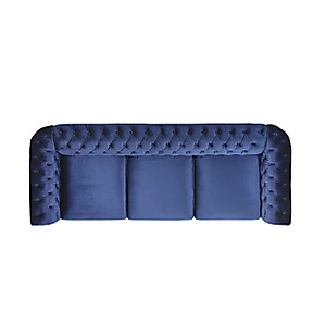 Page Tufted Chesterfield Velvet 3 Seater Sofa, Midnight Blue and Dark Brown