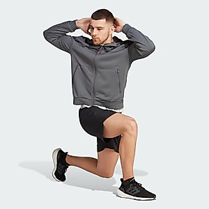 adidas Men's Training Essentials Seasonal Woven Full-Zip Jacket, Grey/Better Scarlet, Large