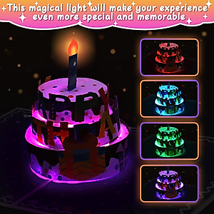 OSOMEPOP BOOM Birthday Card, Exploding Confetti Birthday Card, Musical Birthday Card, 3D Pop Up Card with Light, Blowable Candle, and Happy Birthday Song Handmade Greeting Card for Women or Men