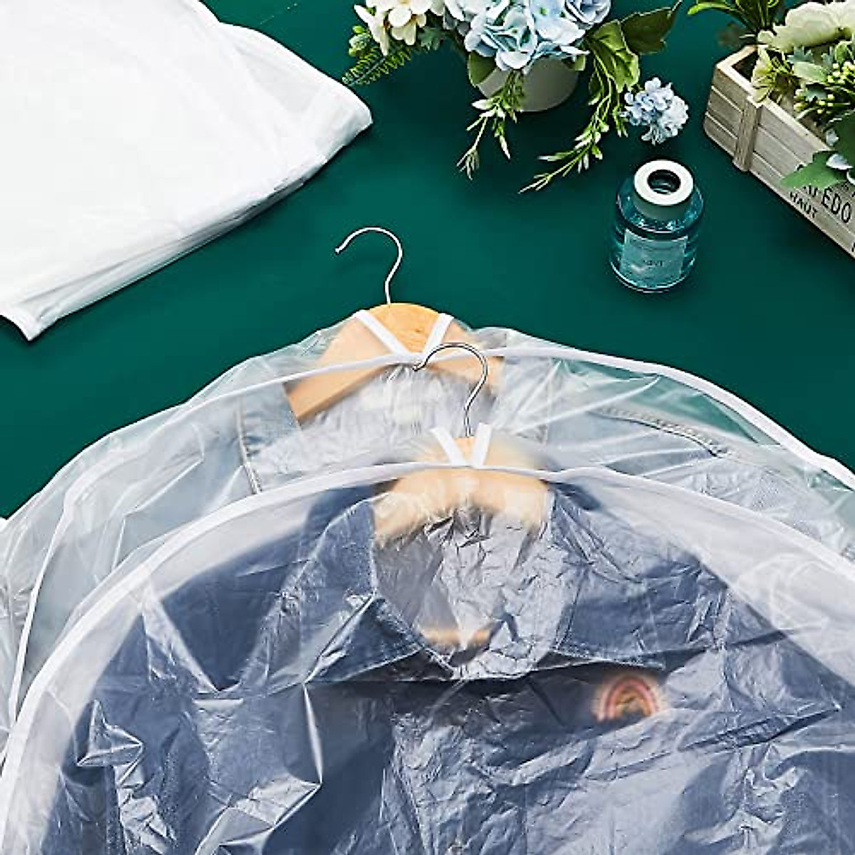 16 Pcs Plastic Clothing Shoulder Covers 4" Gusseted Clear Shoulder Covers for Hanging Clothes Shoulder Covers Plastic Shoulder Hanger Covers Clear Garment Breathable Bag for Jacket Clothing Coat Dress