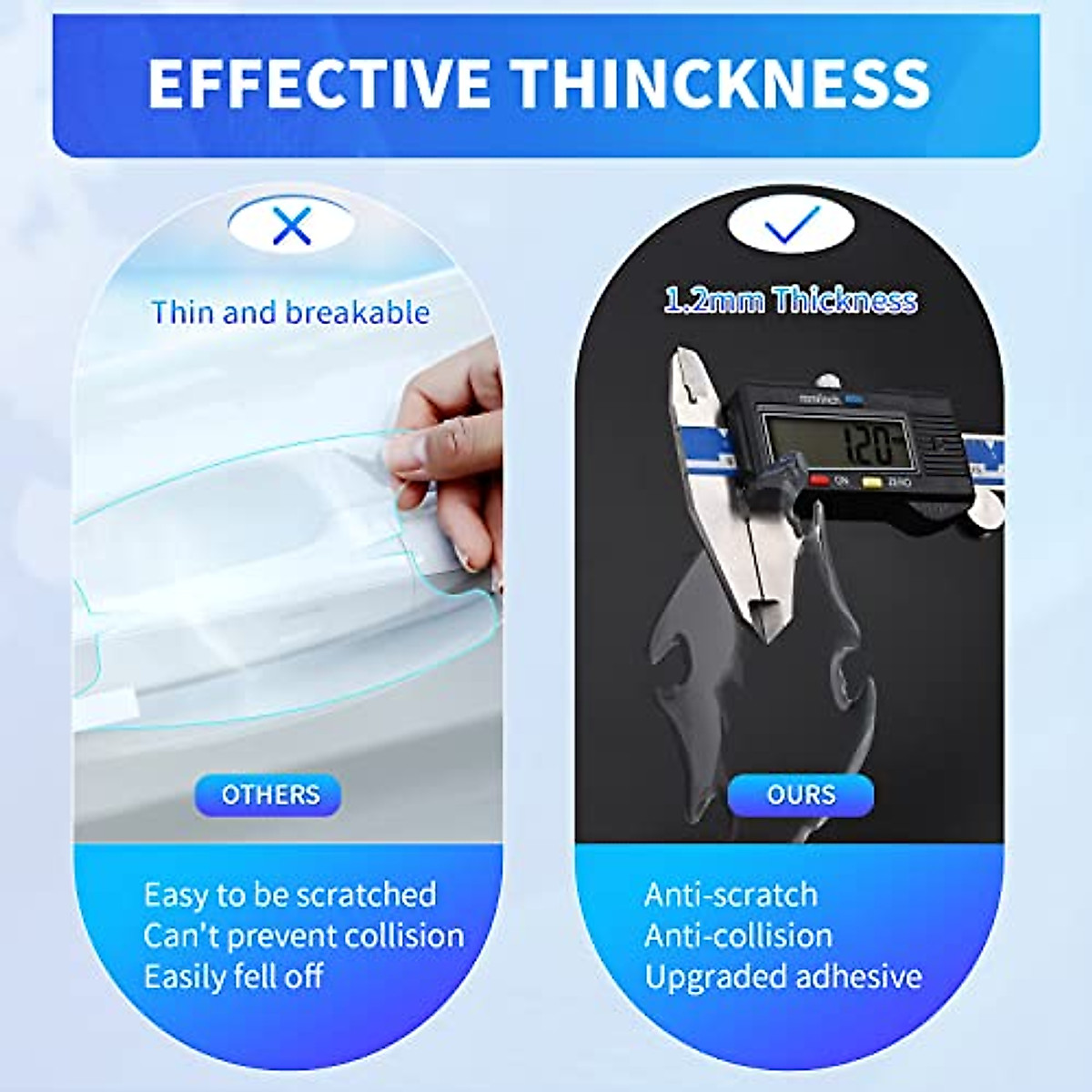 INSAUTO Car Door Handle Scratch Protector 12PCS Transparent Universal Car Door Handle Protector Accessories Clear Door Bowl Paint Protection Film Waterproof Anti-Scratch Stickers Covers