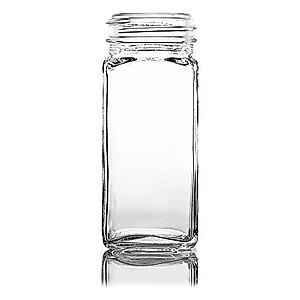 Pride Of India Small Clear Glass Spice Jars w/Dual Sifter Cap | Food Grade BPA Free USA Made | 4 Fluid Ounce Capacity