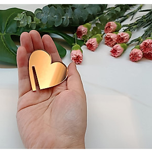 XIAOYUE 20pcs of Blank Wedding Drink Charm,DIY Heart Place Names Wedding Favours,Hearts Acrylic Drink Markers (Rose Gold Mirror)