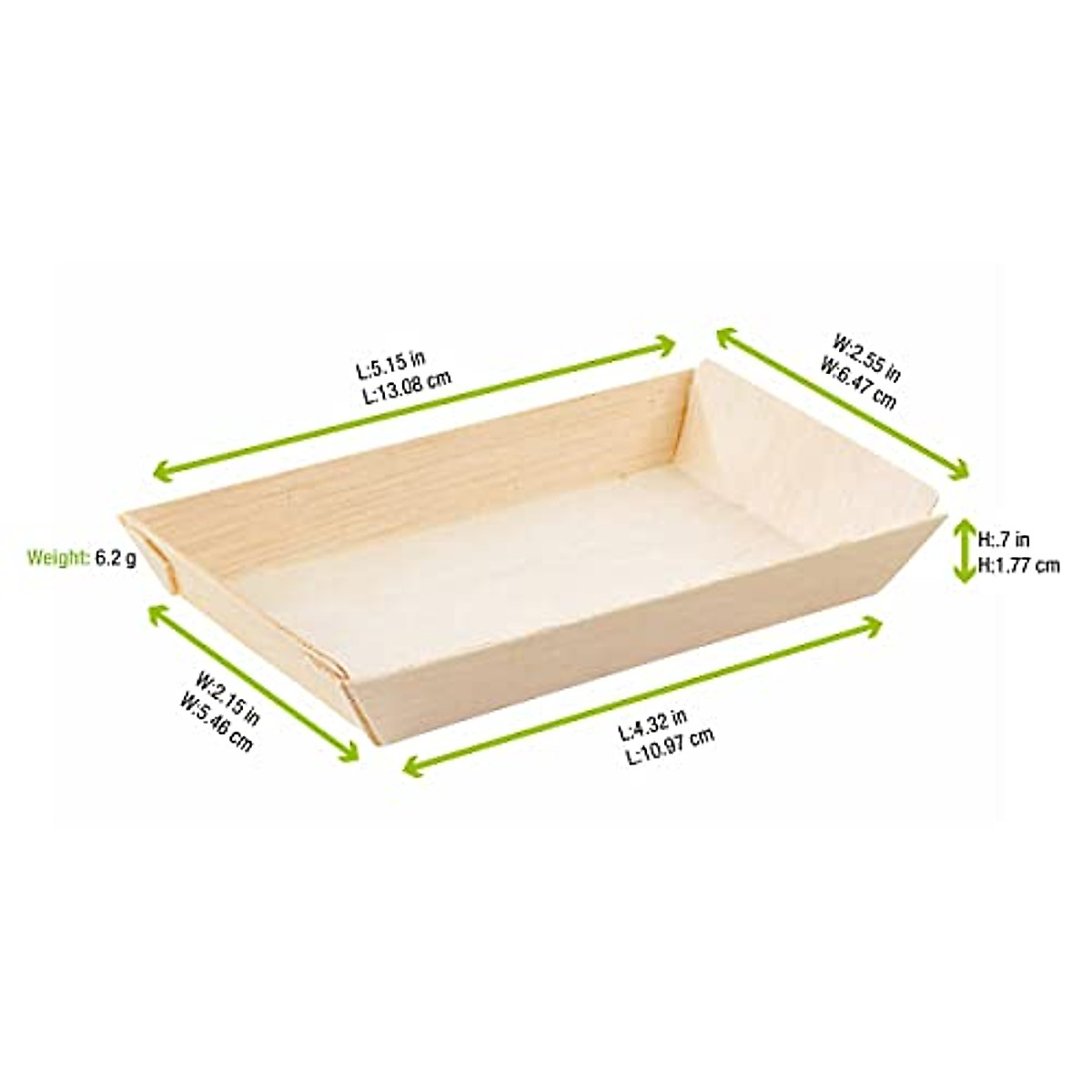 PacknWood -210SAMBQ65 Biodegradable Wood Tray for Serving,charcuterie tray, Samurai Square Wooden Dish,(5 oz, 5.1" x 2.5" x 0.8") - Case of 100