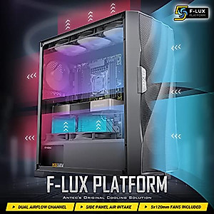 Antec DF700, Mid Tower Computer Case, ATX Gaming Case, USB3.0 x 2, 360 mm Radiator Support, 3 x 120 mm ARGB, 1 x 120 mm Reverse & 1 x 120 mm Fans Included