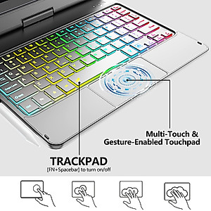 COO Keyboard Case for All-New Fire HD 10/ 10 Plus Tablet (11th Generation 2021 Release) 10.1", 360° Rotatable-7 Colors Backlit Touchpad Keyboard with Pencil Holder for Fire HD 10 Tablet