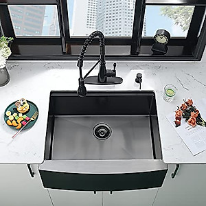 24 Black Farmhouse Kitchen Sink - iAnomla 24 x22 Inch Gunmetal Gunmetal Black Stainless Steel Farmhouse Apron Front Workstation Kitchen Sink 16 Gauge R10 Single Bowl Farm Sink with Cutting Board