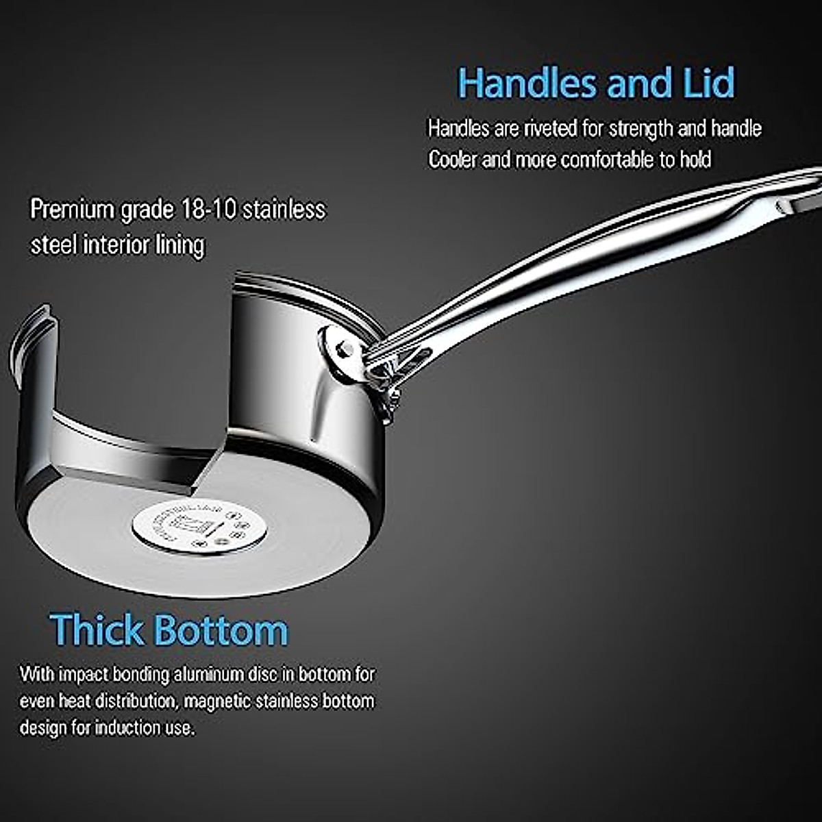 Cook N Home 8-Piece Stainless Steel Pots and Pans Cookware Set, Silver