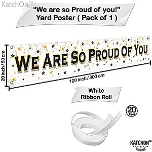 We Are So Proud of You Banner - 120x20 Inch | Graduation Yard Sign for Graduation Party Decorations 2023 Black and White | Congratulations Banner for Congratulations Decorations | Graduation Banner
