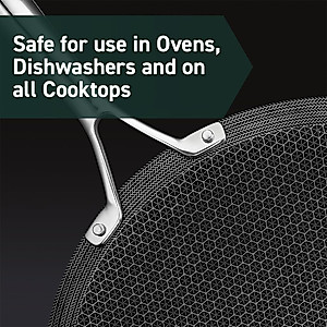 HexClad Hybrid Nonstick Griddle Pan, 12-Inch, Stay-Cool Handle, Dishwasher and Oven Safe, Induction Ready, Compatible with All Cooktops