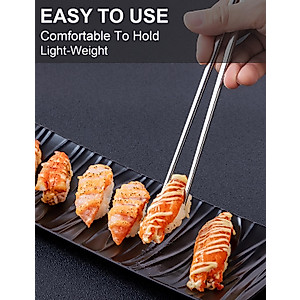 FOFAYU 5 Pairs Metal Chopsticks Reusable 18/8 stainless steel Chopsticks Japanese Style Dishwasher Safe Lightweight Non-Slip Chop Sticks 9 1/4 Inches Present Set