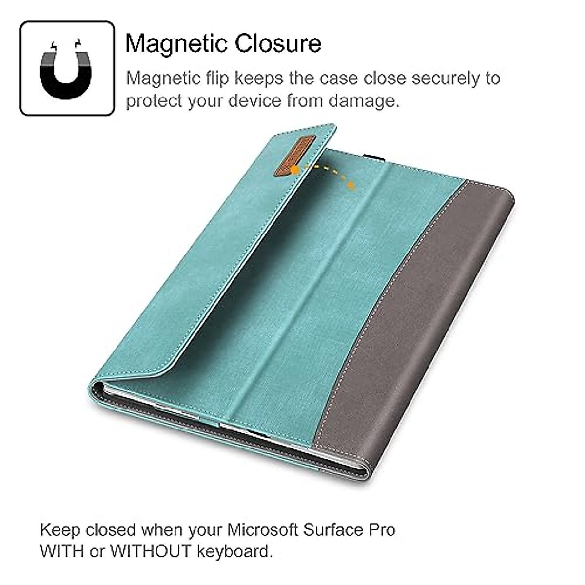 Fintie Case for 12.3 Inch Microsoft Surface Pro 7 Plus, Surface Pro 7, Surface Pro 6, Pro 5, Pro 4, Pro 3 - Portfolio Business Cover with Pocket, Compatible with Type Cover Keyboard, Turquoise