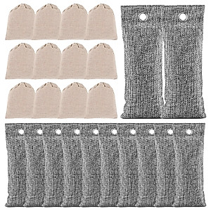 Bamboo Charcoal Air Purifying Bag (12x100g), Cedar Sachets Bags (12PACK), Natural Deodorizer, Home Fragrance, Odor Eliminators and Sachet for Home, Car, Closet, Storage, Drawers, Shoe Deodorizer