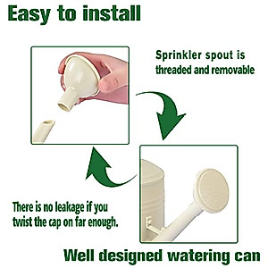 Watering Can for Indoor Plants, Flower Watering Can Outdoor for House Plants Garden Flower, Small Watering Can Indoor Long Spout with Sprinkler Head (1/2 Gallon, Ivory)