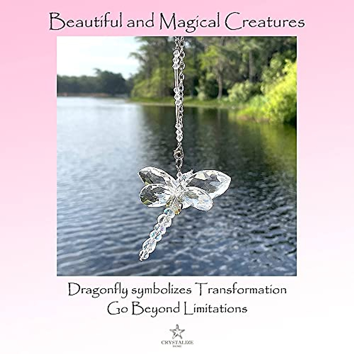 Dragonfly Gift - Crystal Dragonfly - Crystal Figurines- Car Charm - Rainbow Maker - Dragonfly Charm - Prism Suncatcher for Garden, Home, Car and Window Décor - Gifts for Mom - Gifts for Grandma