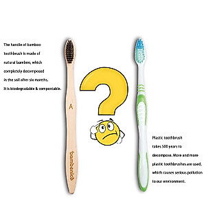 bambonice Bamboo Toothbrushes, 10 Pack, Battery Powered, Green and White