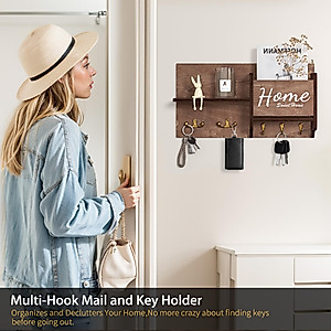 GiftMust Wall Mounted Key Holder Organizer with Storage, DIY Assembling Decorative Wall Mounting shelf with Key Hangers for Home, Kitchen, Bathroom, Bedroom, Living Room, Dining Room, Entryway