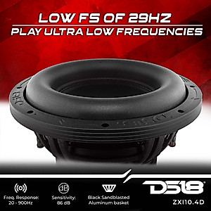 DS18 ZXI10.4D 10 Inches High Excursion Car Audio Subwoofer 1600W Watts Dual Voice Coil 4-Ohm 4 Magnets (1 Speaker)