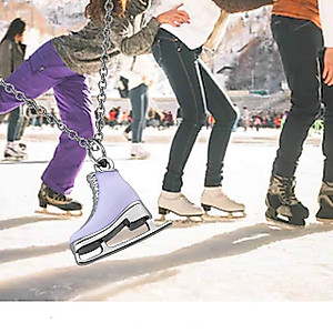 Skater Necklace Ice Skate Necklace White Enameled Figure Skating Pendant Team Sport Skater Jewelry Skate Lover Gift (silver)