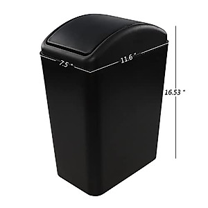 Vababa 3-Pack 4.5 Gallon Plastic Swing-Top Garbage Can, Trash Can with Swing Lid, Black