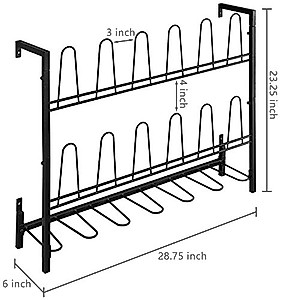 MyGift Premium Black Metal Hanging Wall Shoe Rack for Walk in Closet, Mudroom and Entryway, Wall Mounted Space Saving Boot and Shoe Rack Organizer, Holds 9 Pairs