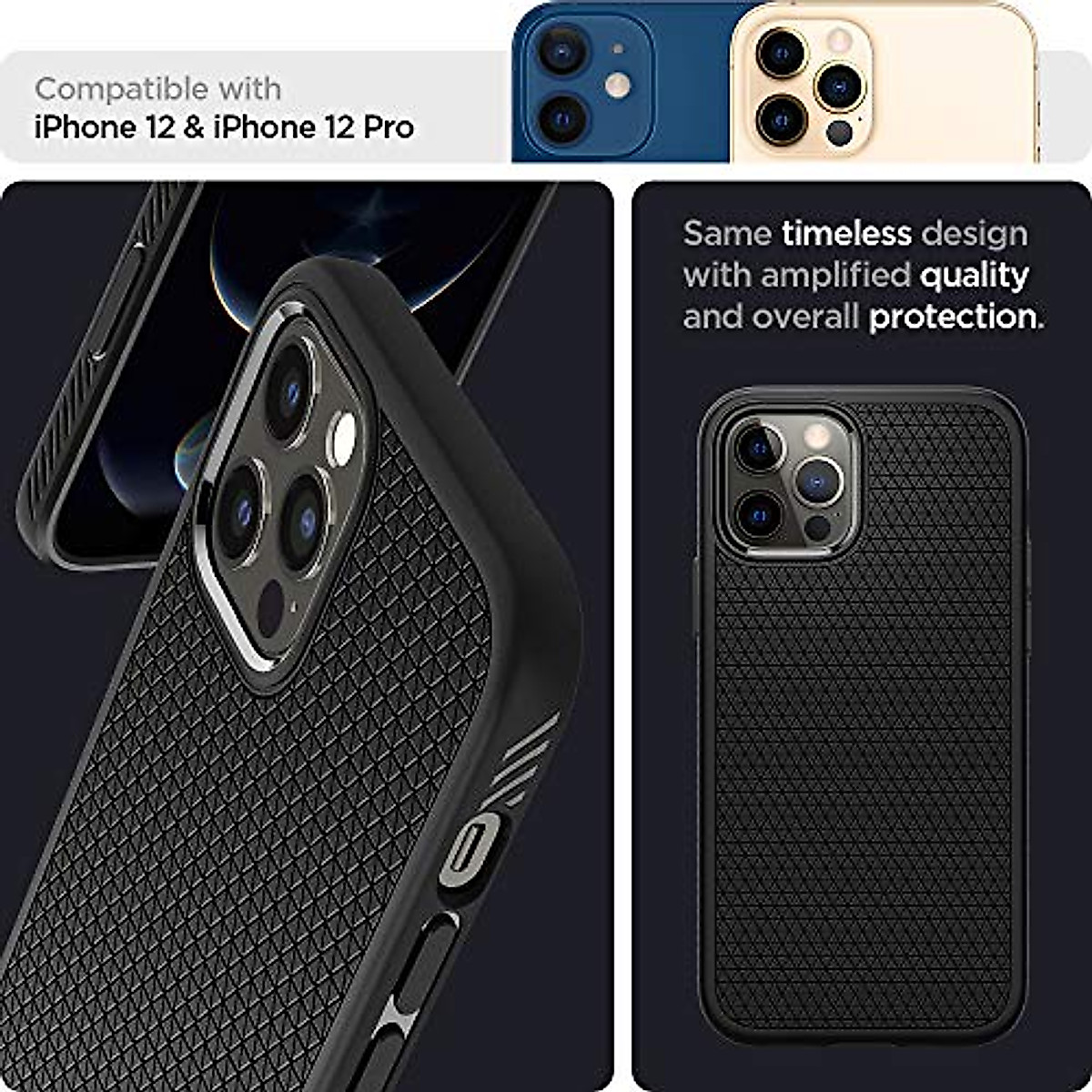 Spigen for iPhone 12 Pro Case, Liquid Air Armor Case for iPhone 12 & 12 Pro - Matte Black