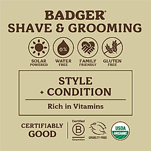 Badger Organic Beard Balm - Leave-In Conditioner, Styling & Moisturizing Treatment for Facial Hair & Mustache, 2 oz