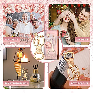 24 boxes of rose gold themed 60th birthday bottle openers favored for 60th golden wedding party gifts 60th birthday party souvenirs or party decorations (60th)