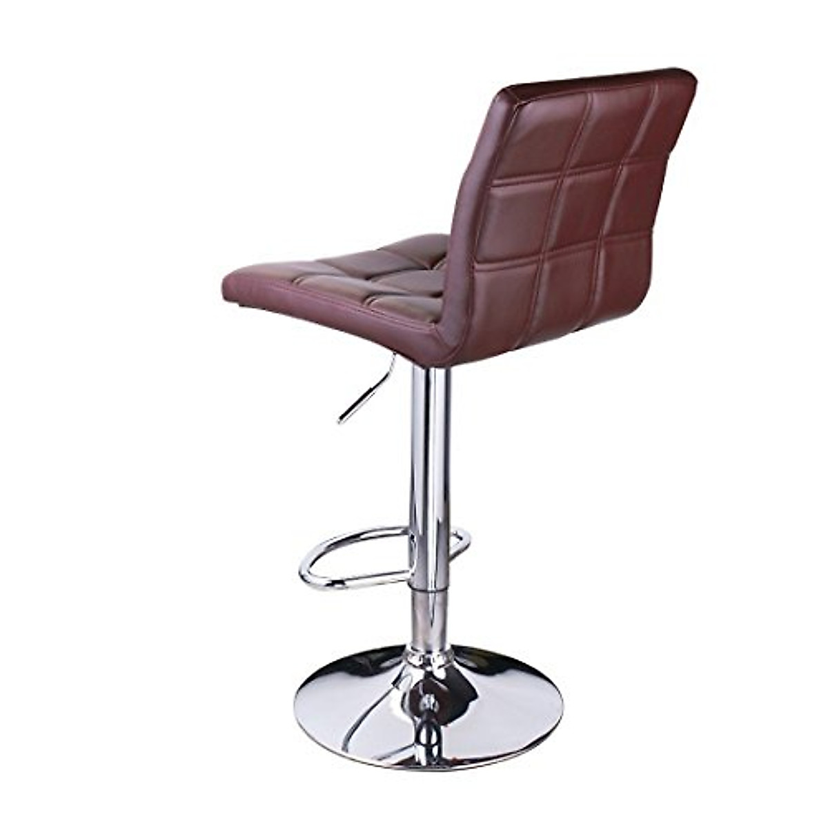 koonlert14 Contemporary Bar Stools Hight Adjustable Seat Hydraulic 360 Degree Swivel Sturdy Steel Frame Quadrate cushion Seat Dining Chair Bar Pub Stool Home Office Furniture - Set of 2 Brown #1935