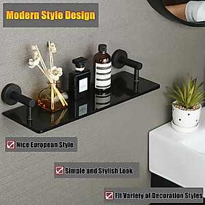Alise Bathroom Shelves Glass Shelf Wall Mount Floating Shelves for Bathroom,SUS304 Stainless Steel Tempered Glass Rack Holder Storage Organizer,Black Finish GDL400X130-B