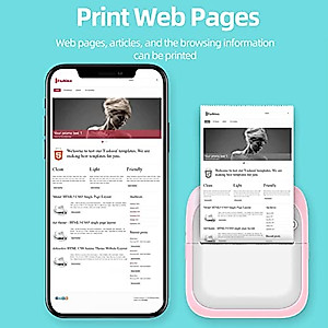 Kelepu Mini Picture Printer Bluetooth Thermal Printer USB Charging Portable Mini Picture Printer Pink 203DPI 1000mAh