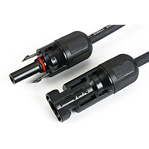 TEMCo 50ft 12 AWG Pair Solar Panel Extension Cables with M-F Solar Connector Ends (1 Black + 1 Red) Qty:1