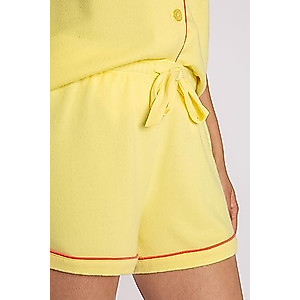 PJ SalvageThe Summer I Turned Pretty Lounge Short-sleeve Button Down Shirt and Bottom Shorts Pajama SetYellowSmall