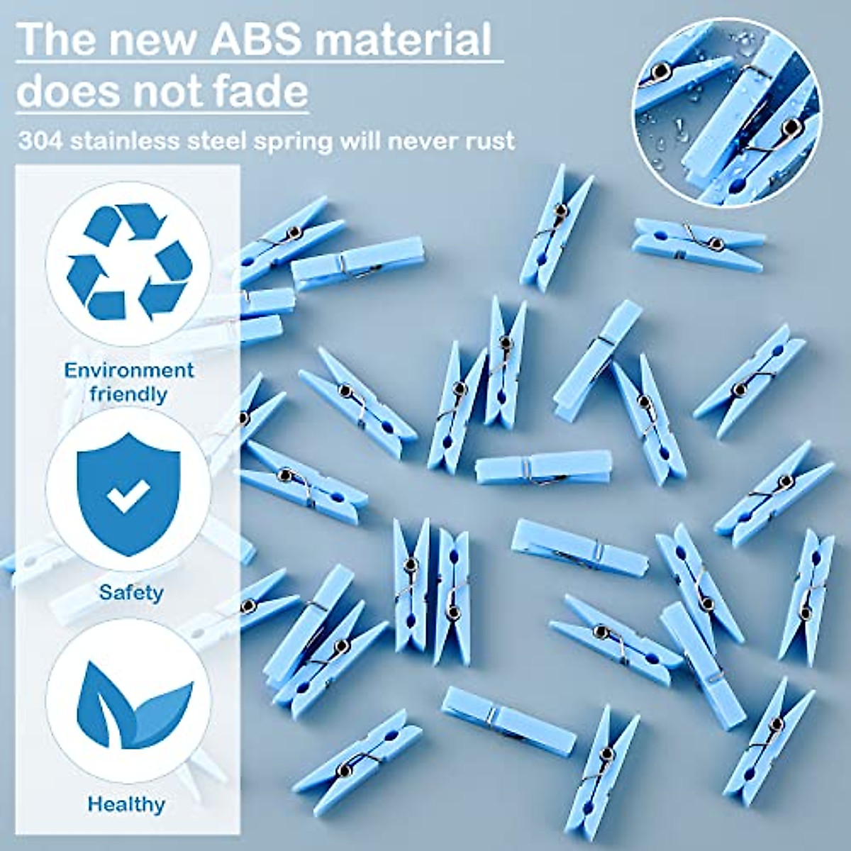 50 Pieces Clothes Pins for Baby Shower Pins Blue Clothes Pins Baby Shower Clothes Pins Blue Boy Party Game Plastic Small Pins Gender Reveal Decorations Favors 1.37 Inches