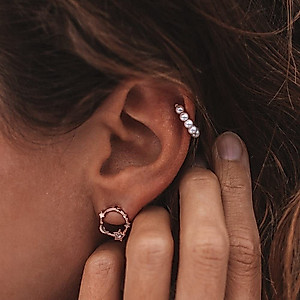 Pura Vida Rose Gold-Plated Bitty Pearl Ear Cuff Earring - Glass Bead Pearls, Brass Base - 1 Piece