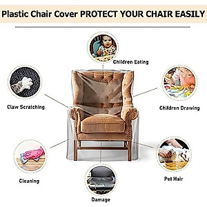 AKEfit Plastic Chair Covers Protectors Heavy-Duty Couch Cover for Sofa, Waterproof Dustproof Clear Moving Bags for Armchair or Recliner, Against Cat Dog Clawing, Transparent, SLSFZ-11C-S