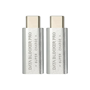 USB-C to C Data Blocker-Protect Against Juice Jacking, USB C to USB C Adapter-Support Fast Charging(50V/5A), USB Data Blocker Defender for Cell Phones, Tablets, Block Data Transfer (Silver)