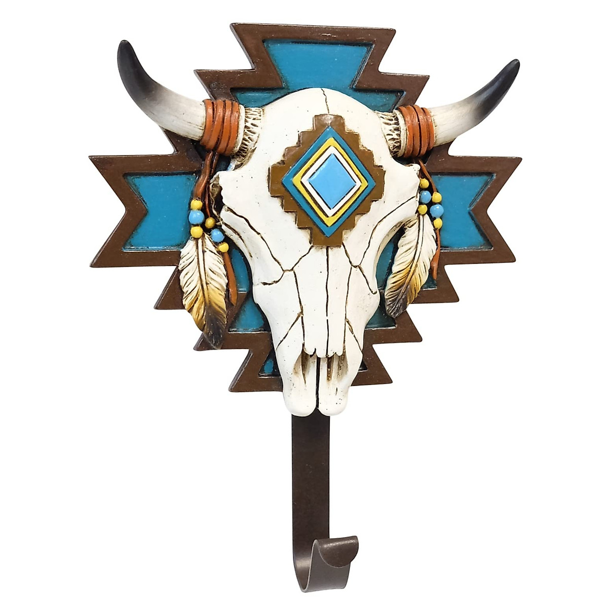 The Bridge Collection Southwestern Bull Steer Skull Hanging Wall Key Hook- Western Keys Hanger