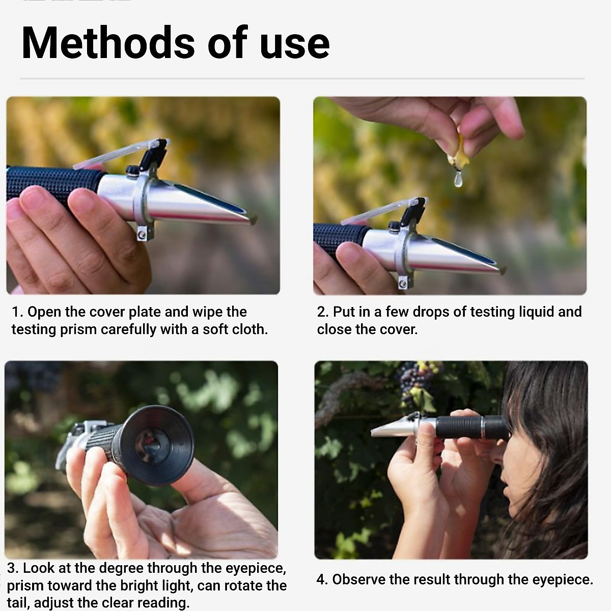 Honey Refractometer 0 to 20% Sugar Test Range with Automatic Temperature Compensation for Most Liquid Sugar Tests