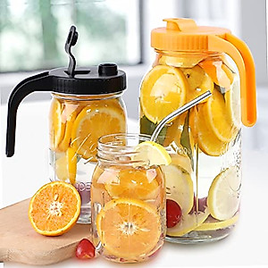 Mason Jar Pitcher Lids With Handle And Pour Spout Wide Mouth Mason Jar Lid With Flip Cap Airtight & Leak-Proof Pour And Store Cover (Jar Not Included)