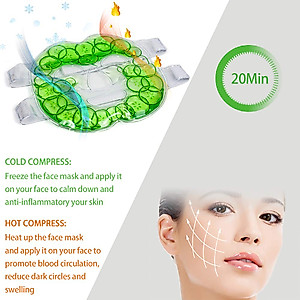 Face Ice Gel Pack with Wrap - Reusable Hot Cold Compress for Skin Care, Puffiness Eyes, Swollen Face, Cold Face Mask Gel Pack Pain Relief for Migraines, Injuries, Inflammation, Sinus Headaches, Stress