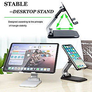 2-Pack Foldable Phone Stand for Desk, Adjustable Height Angle Phone Holder, Portable Desktop Cell Phone Stand iPhone Stand Phone Cradle Mount Dock Compatible with Smartphones/Tablets