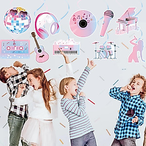 Popular Birthday Party Decorations Music Party Hanging Swirl Guitar Themed Party Decorations for Girls Birthday Fans Celebration Party Supplies