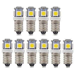 GutReise 10pcs E10 6V Warm White LED Bulbs Light Lamps 5SMD 0.5W 50LM (Warm White, 6V)