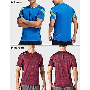 5 Pack Men’s Active Quick Dry Crew Neck T Shirts | Athletic Running Gym Workout Short Sleeve Tee Tops Bulk (Set 2, Large)
