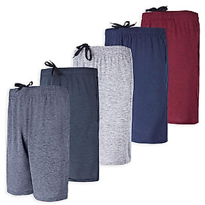 Real Essentials Mens Dry Fit Shorts Dri Active Wear Short Men Athletic Performance Basketball 9 Inch Inseam Sweat Tennis Soccer Running Essentials Gym Casual Workout Sports, Set 5, M, Pack of 5